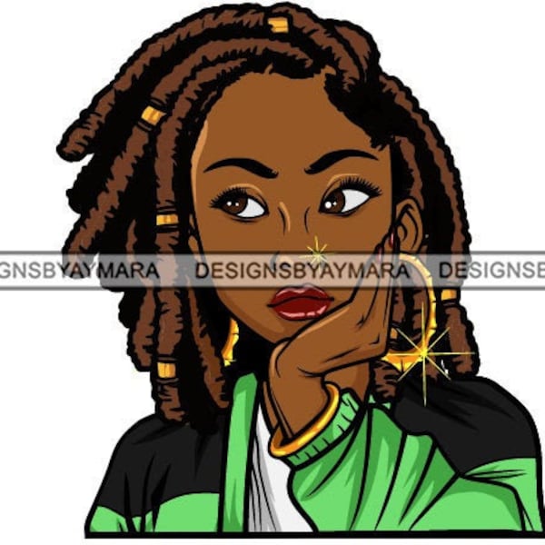 Black Female Thinking Clip Art - Etsy