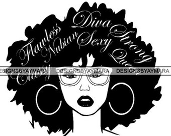 Afro Woman PNG Color Nubian Princess Black Queen Hair | Etsy