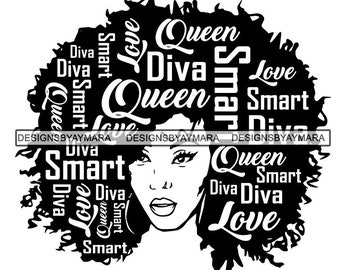 Afro Woman Svg Nubian Queen Diva Afro Hair Beautiful African | Etsy