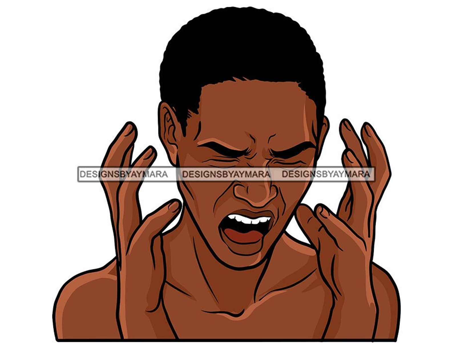 Black Man Yelling Screaming Stressed Upset Mad Unhappy Face - Etsy