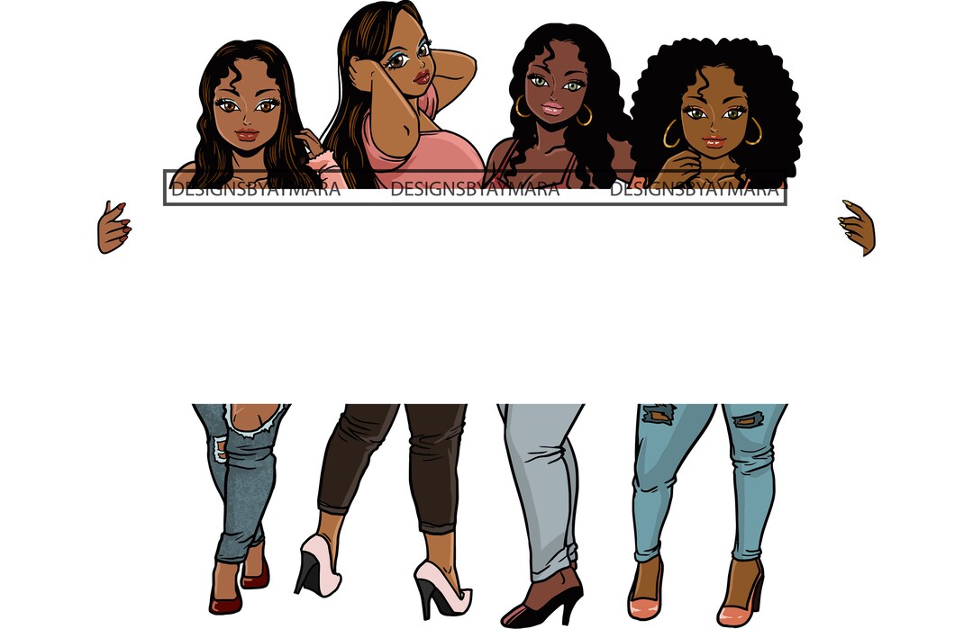 Group of Women Holding Banner Sign Logo Advertising Menu Black - Etsy