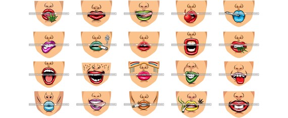 Bundle 20 Funny Face Comic Cute Designs for Mask Unique | Etsy