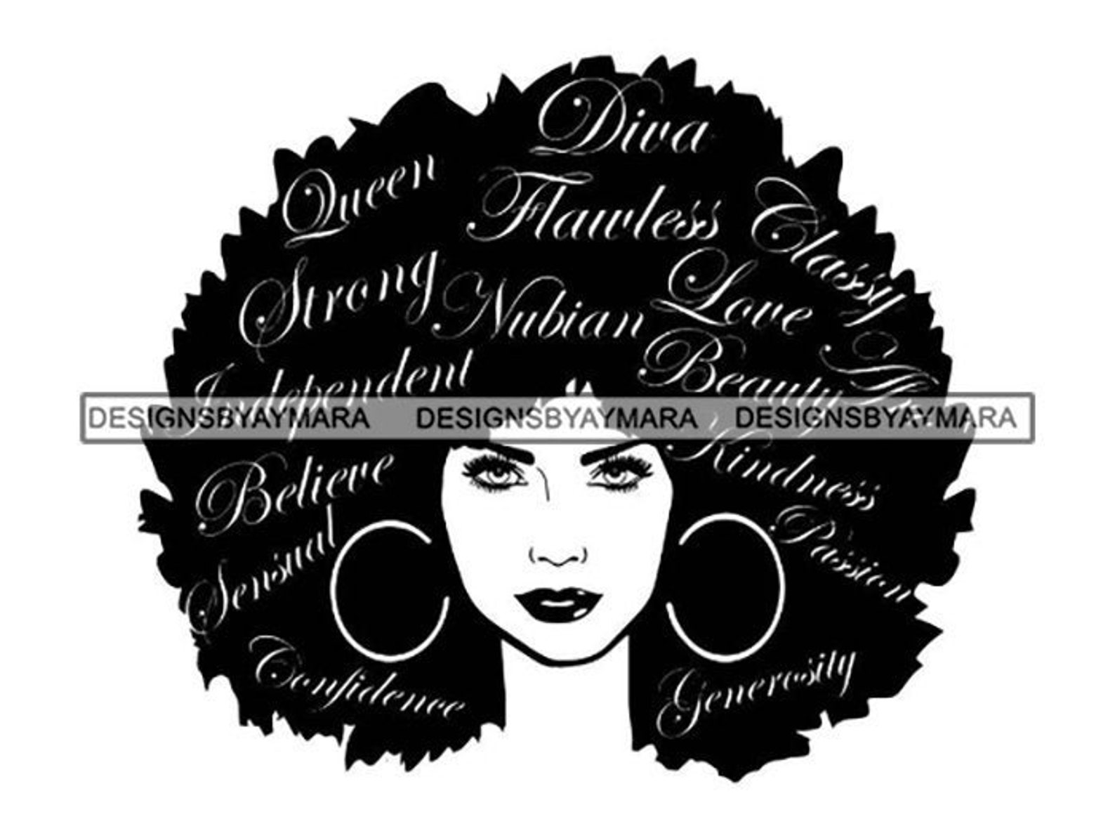 Black Woman Nubian Princess Queen Afro Hair Beautiful African | Etsy