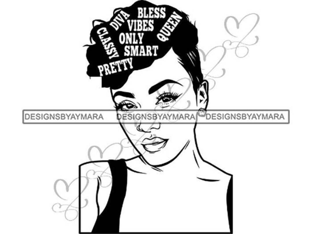Pretty Woman SVG Nubian Queen Diva Short Hair Beautiful - Etsy