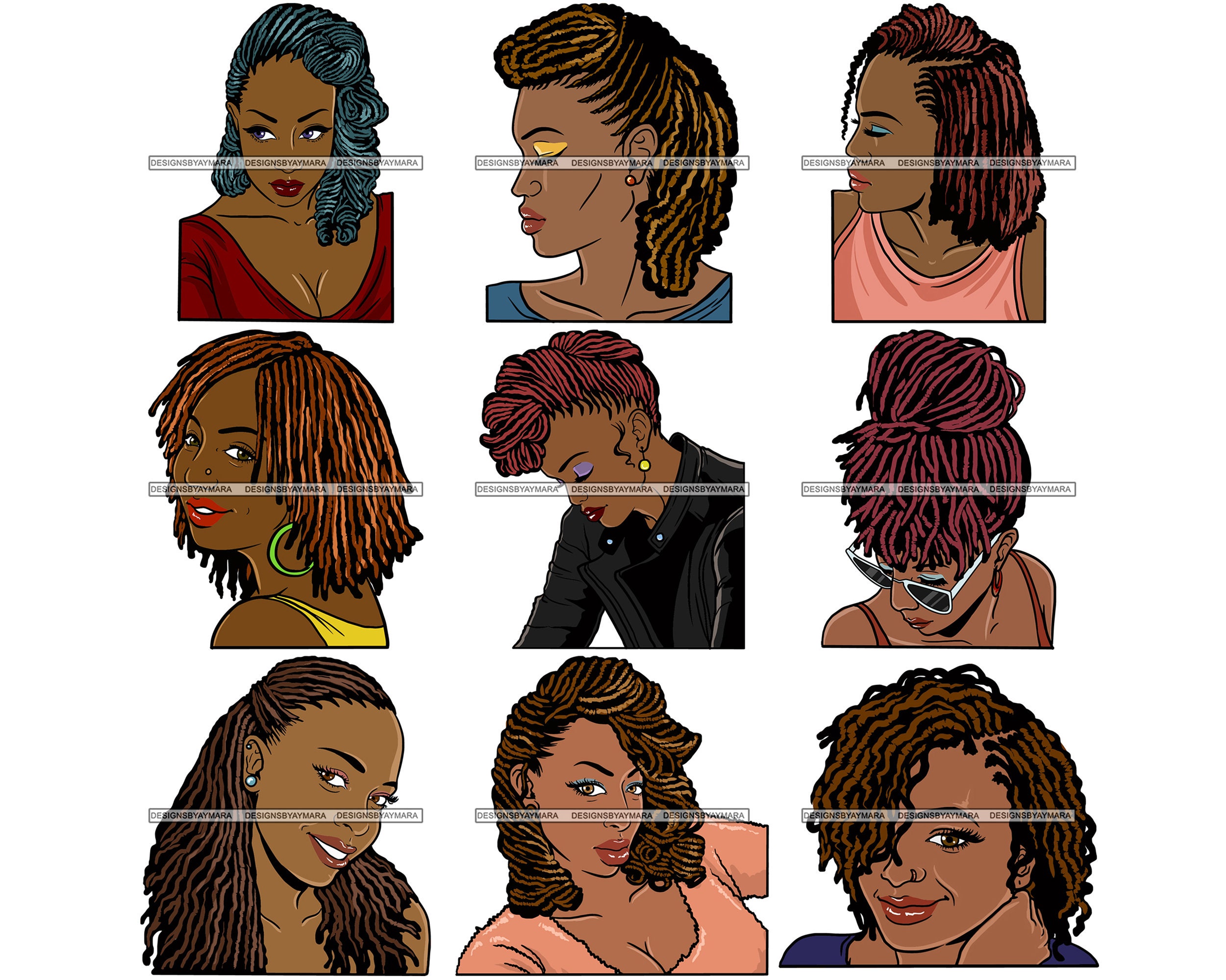 Bundle 20 Sister-locks Hairstyle SVG Nubian Queen Melanin | Etsy