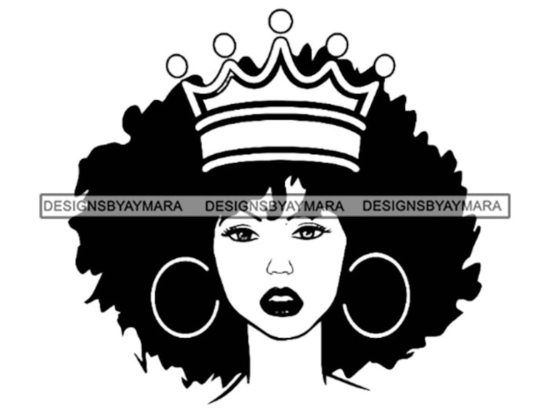 Afro Woman Svg Princess Queen Afro Hair Beautiful African American ...