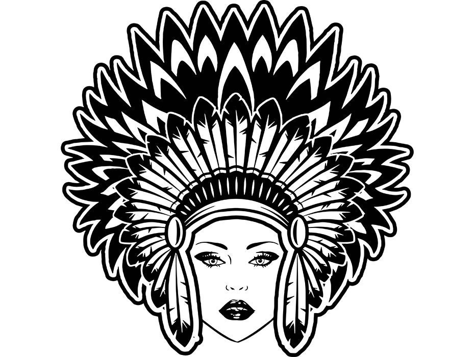 Indian Woman Cherokee Headdress Native Traditional Mascot | Etsy