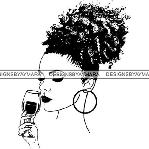 Girl Drinking Wine Clipart Black
