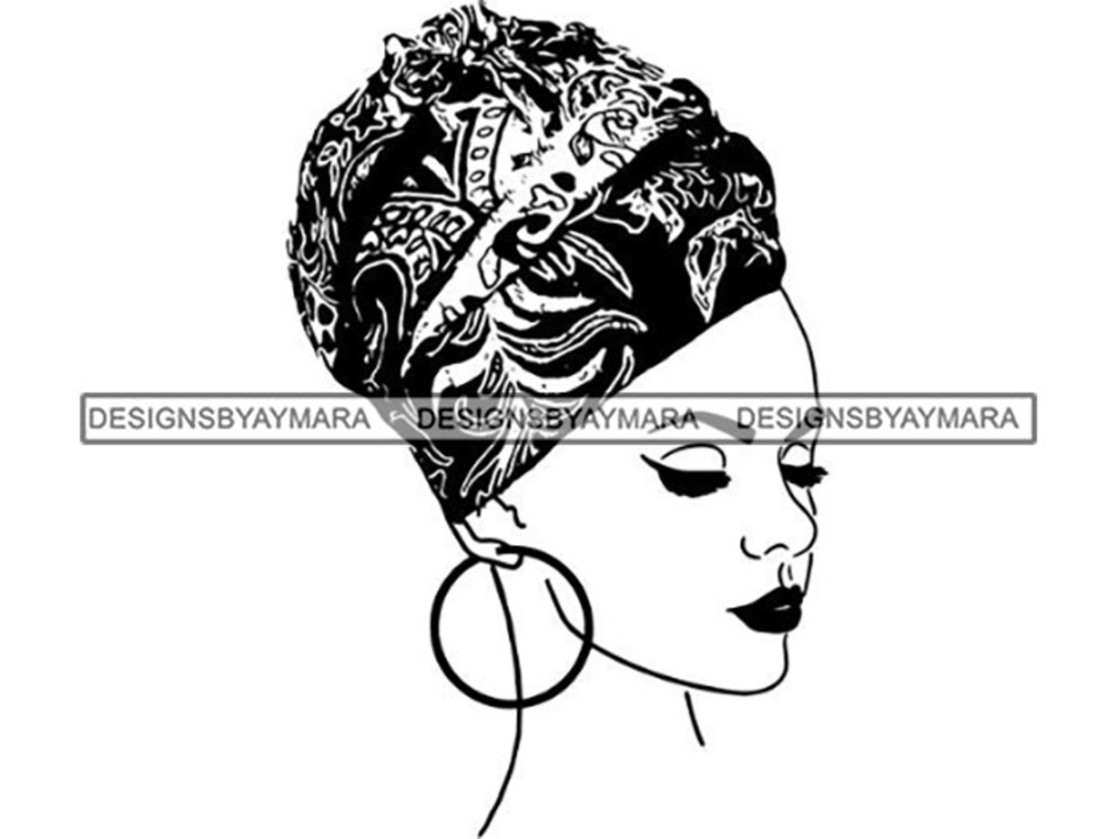 Afro Woman Svg Princess Queen Turban Hair Beautiful African Etsy