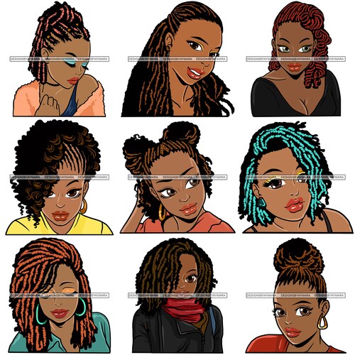 Bundle 20 Sister-locks Hairstyle SVG Nubian Queen Melanin | Etsy