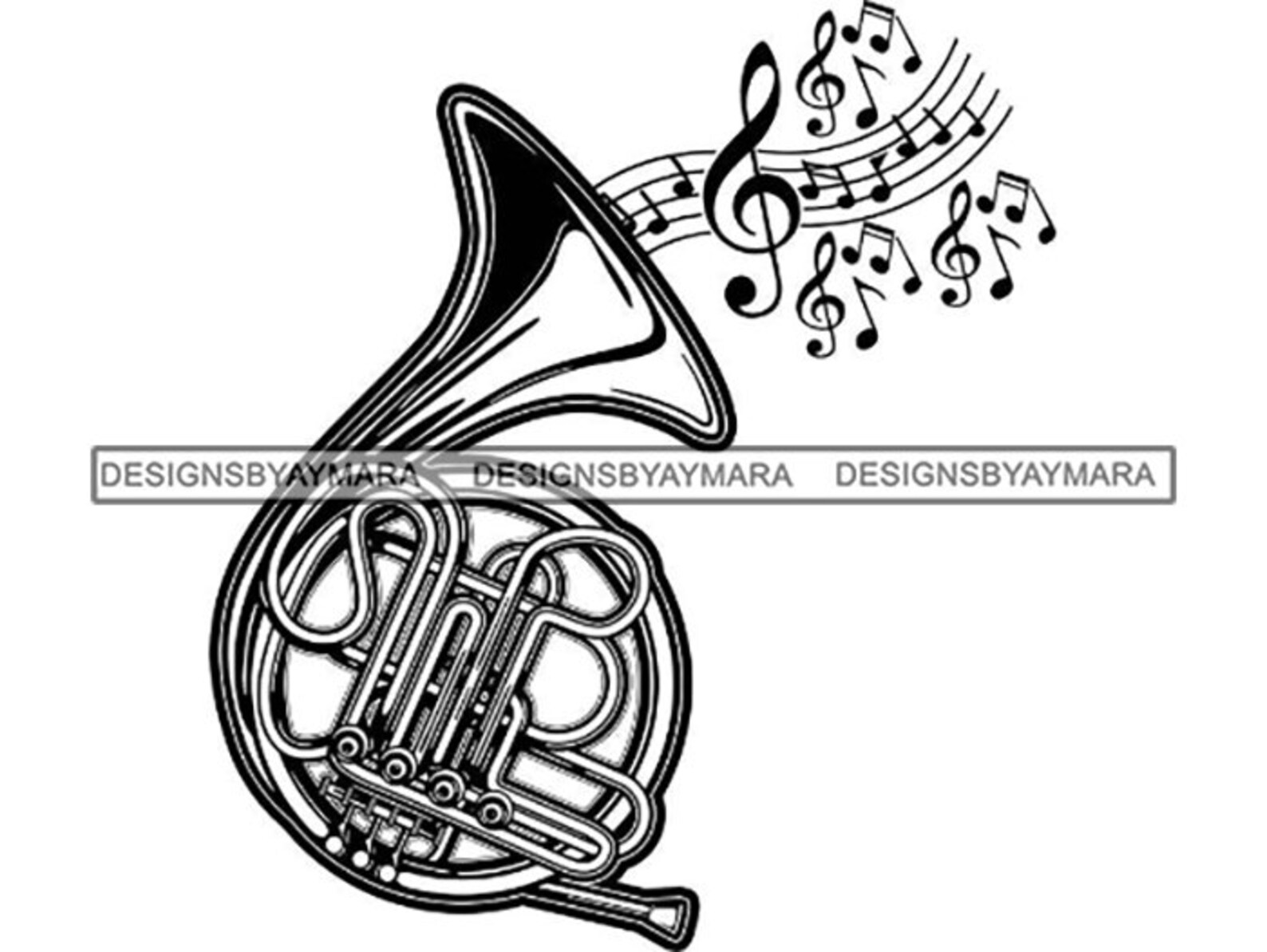 French Horn Musical Instrument Orchestra Blowing Brass Band Harmony ...