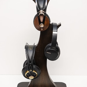 Tree Shaped Triple Headphone Stand | Wooden Large Headphone Holder ...