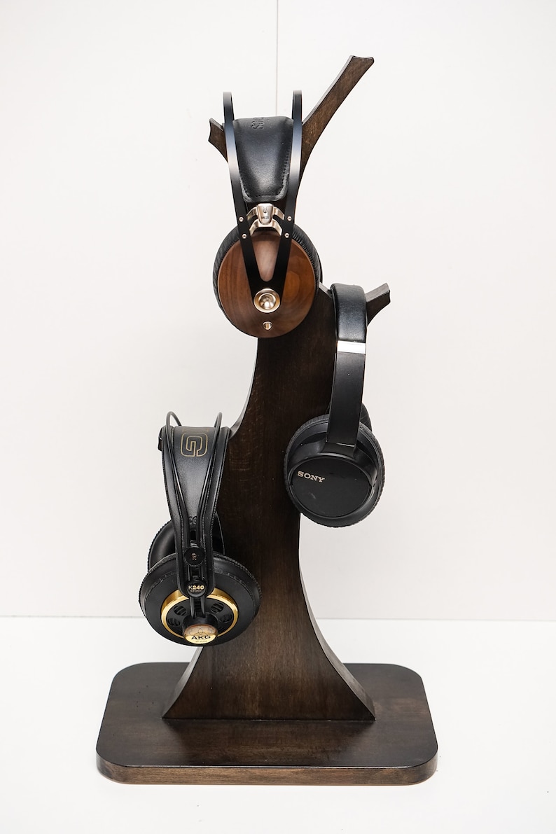 Tree Shaped Triple Headphone Stand | Wooden Large Headphone Holder ...
