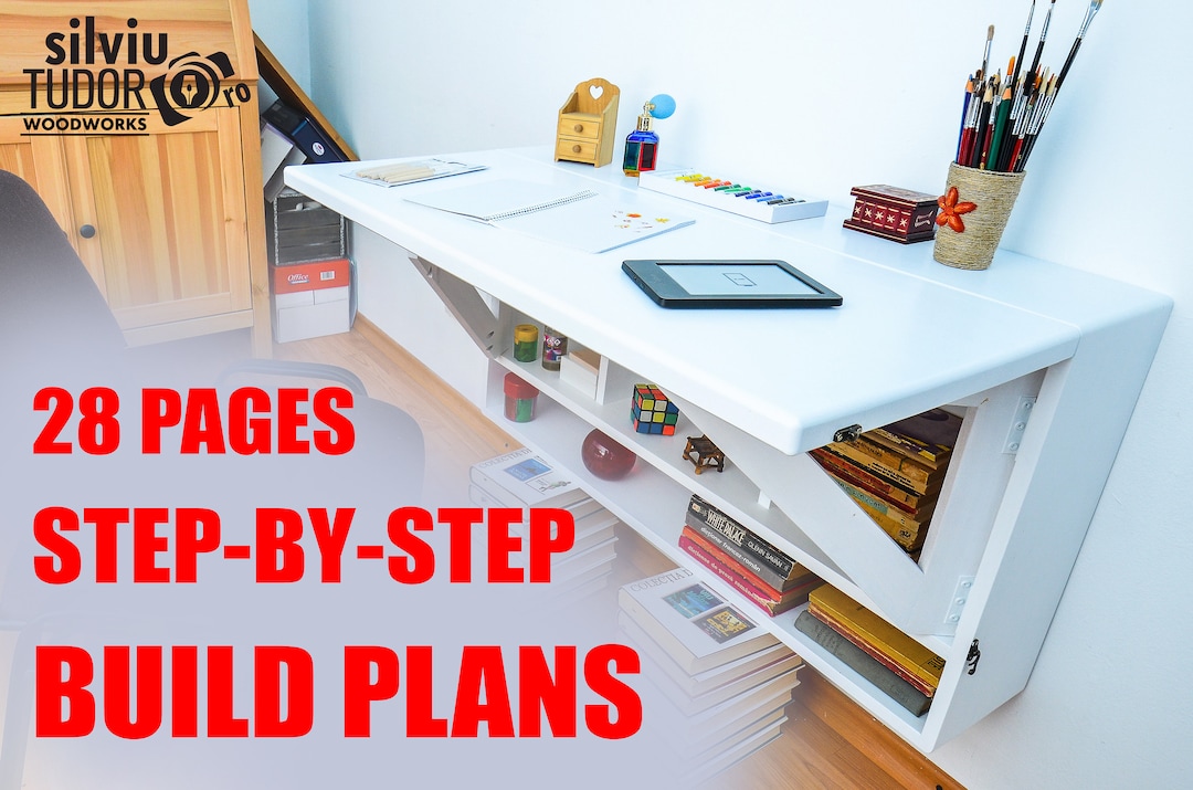 DIY Floating Wall Desk Build Plans With Step-by-step Instructions for a Space-saving Workstation ...