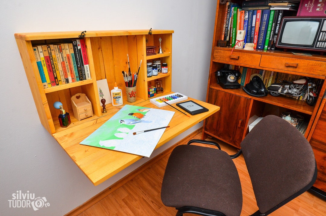 Wall Mounted Fold Down Desk | Kids Room Decor Writing Desk | Handmade ...