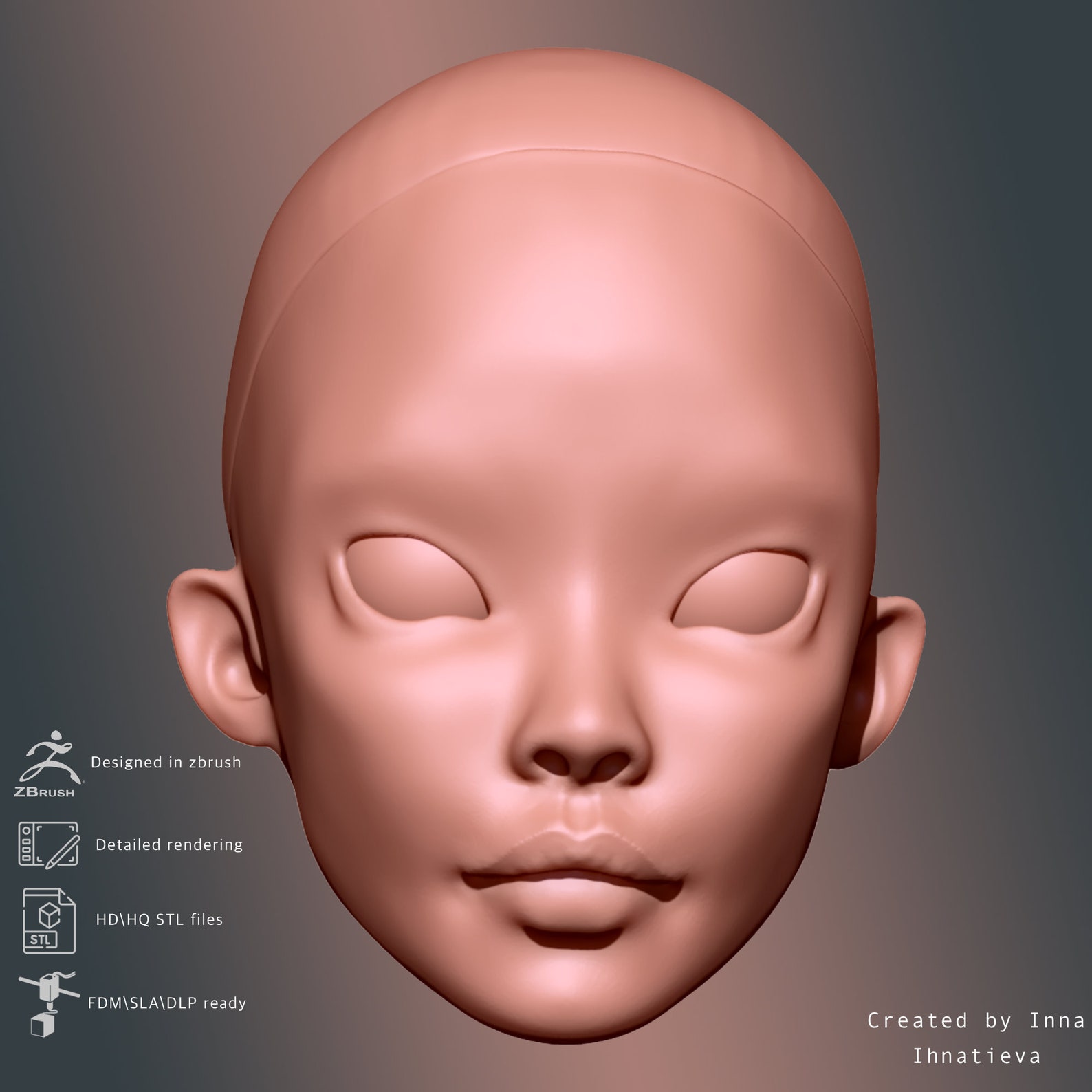 3d Model STL File BJD Doll Head With Cap for 3d Printing - Etsy