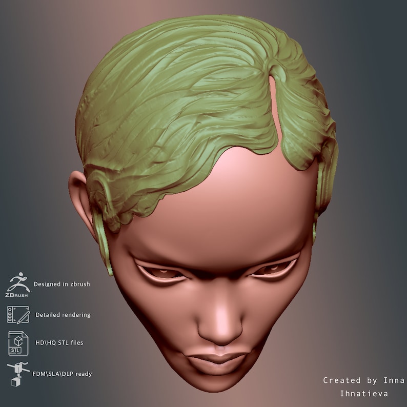 3D Model BJD Doll Head With Wig: STL File for 3D Printing - Etsy UK