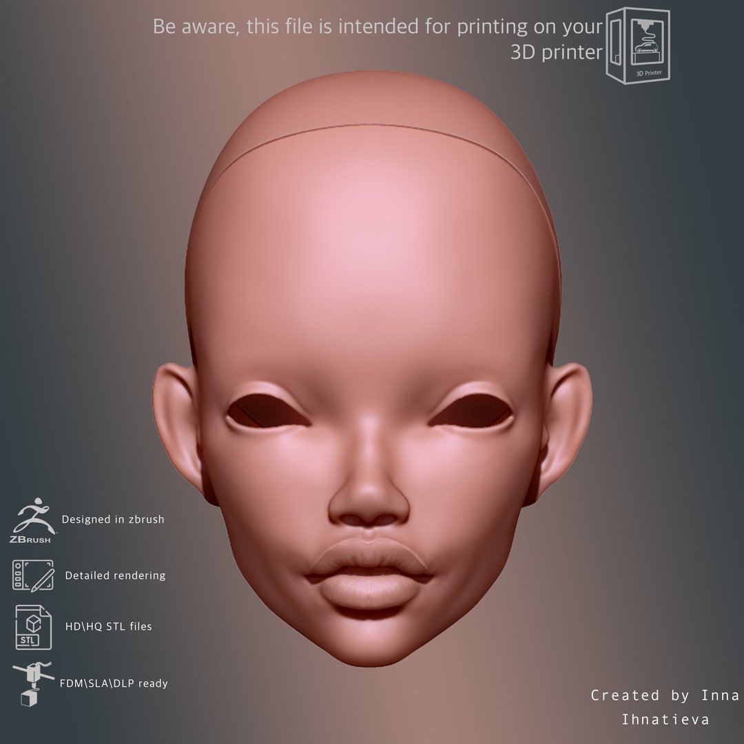 3d Model STL File BJD Doll Head With Cap for 3d Printing - Etsy
