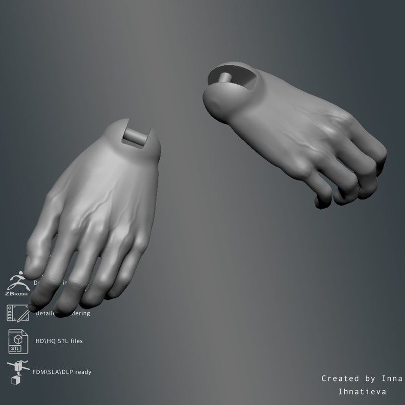 3d Model Male Bjd Hands STL File for 3d Printing - Etsy