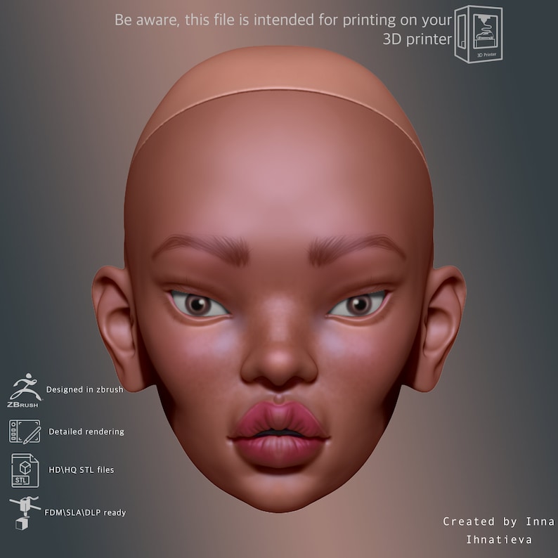 3d Model BJD Doll Head Wig Shell STL File for 3d Printing - Etsy