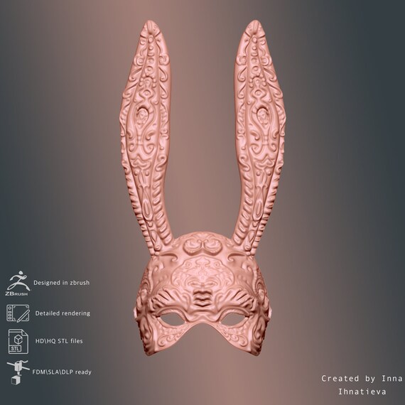 3d Model Bunny Masquerade Mask for Bjd Doll STL File for 3d | Etsy