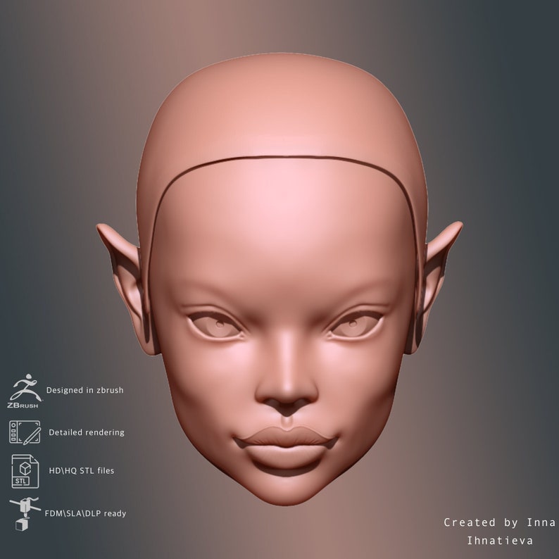 3d Model STL File Elf Head With Wig Shell and Eyes for 3d - Etsy