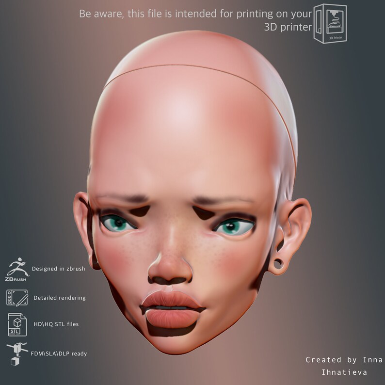 3d Model STL File Head BJD Doll With Cap for 3d Printing | Etsy