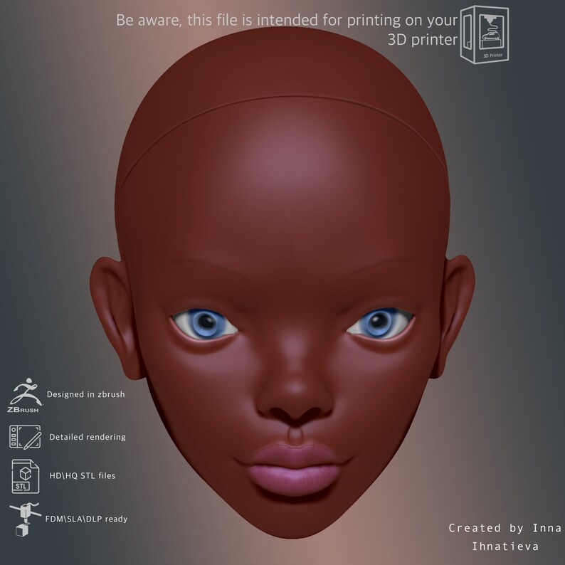 3d Model Head BJD Doll With Cap STL File for 3d Printing - Etsy