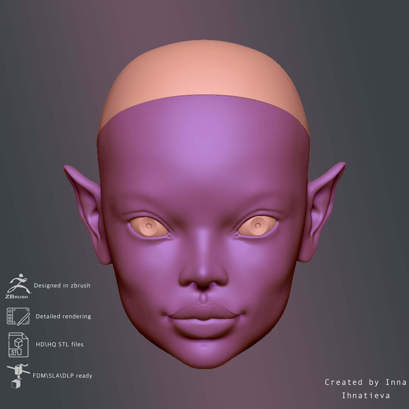 3d Model STL File Elf Head With Wig Shell and Eyes for 3d - Etsy