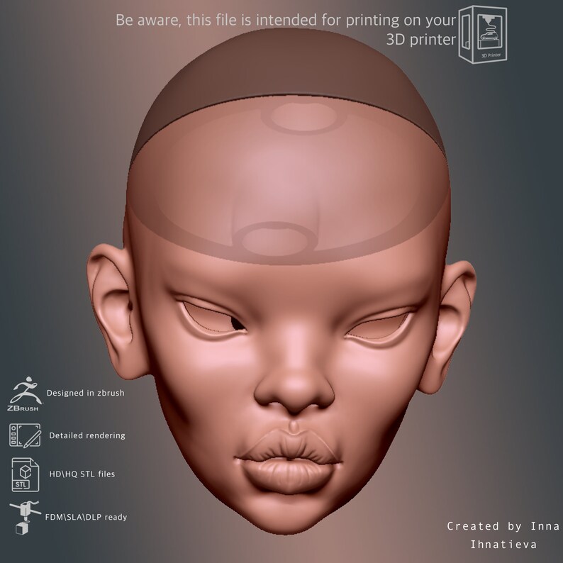 3d Model BJD Doll Head Wig Shell STL File for 3d Printing - Etsy