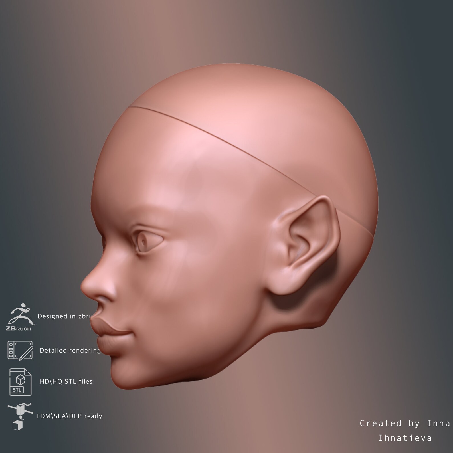 3d Model STL File Elf Head With Wig Shell and Eyes for 3d - Etsy