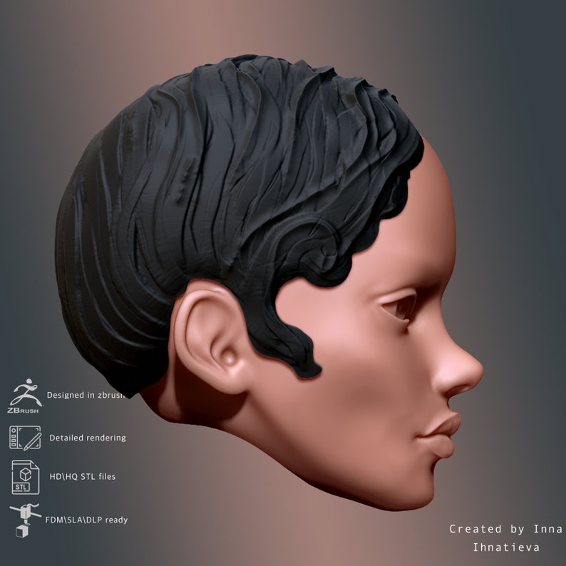 3D Model BJD Doll Head With Wig: STL File for 3D Printing - Etsy UK