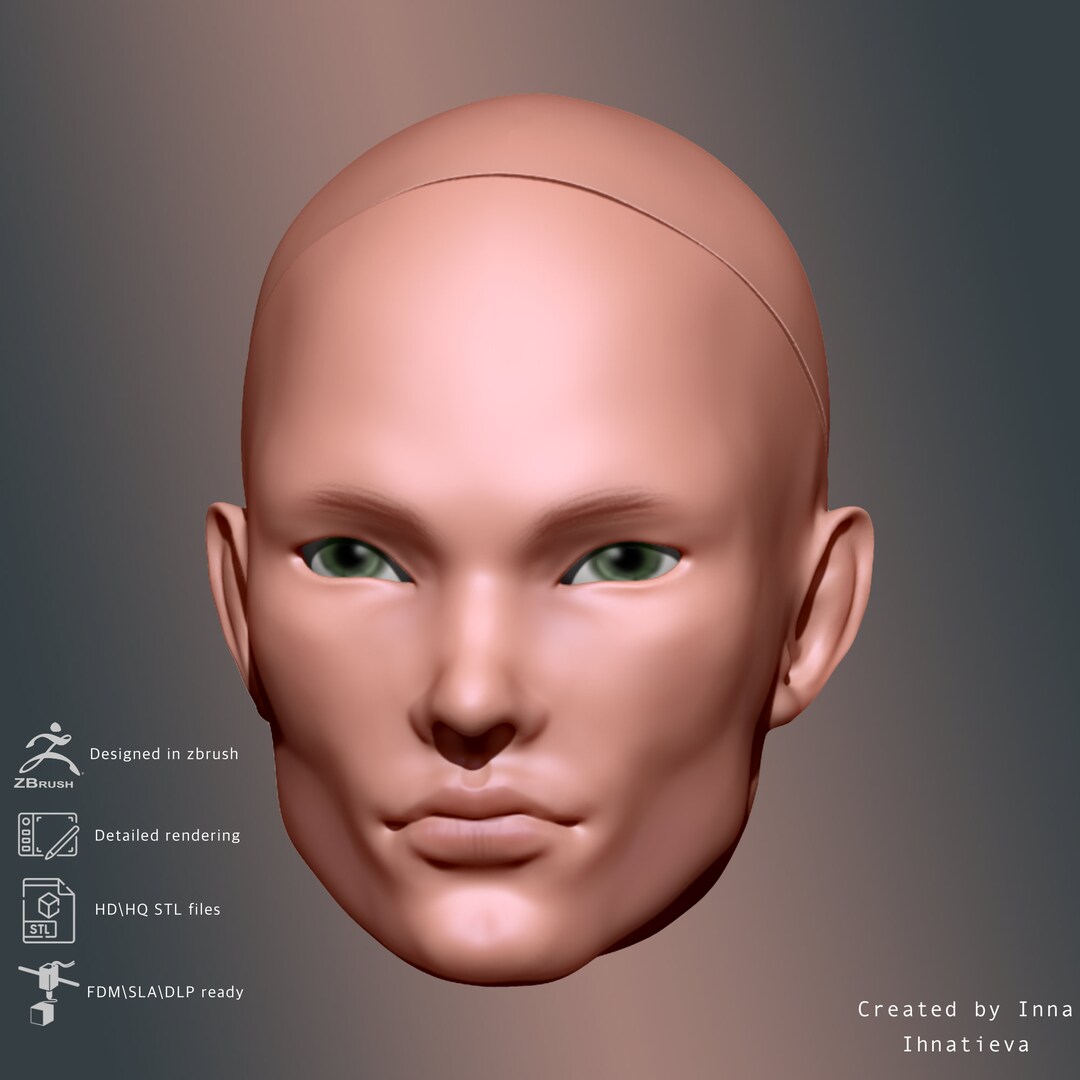 3d Model Male Head for Bjd Doll STL File for 3d Printing - Etsy
