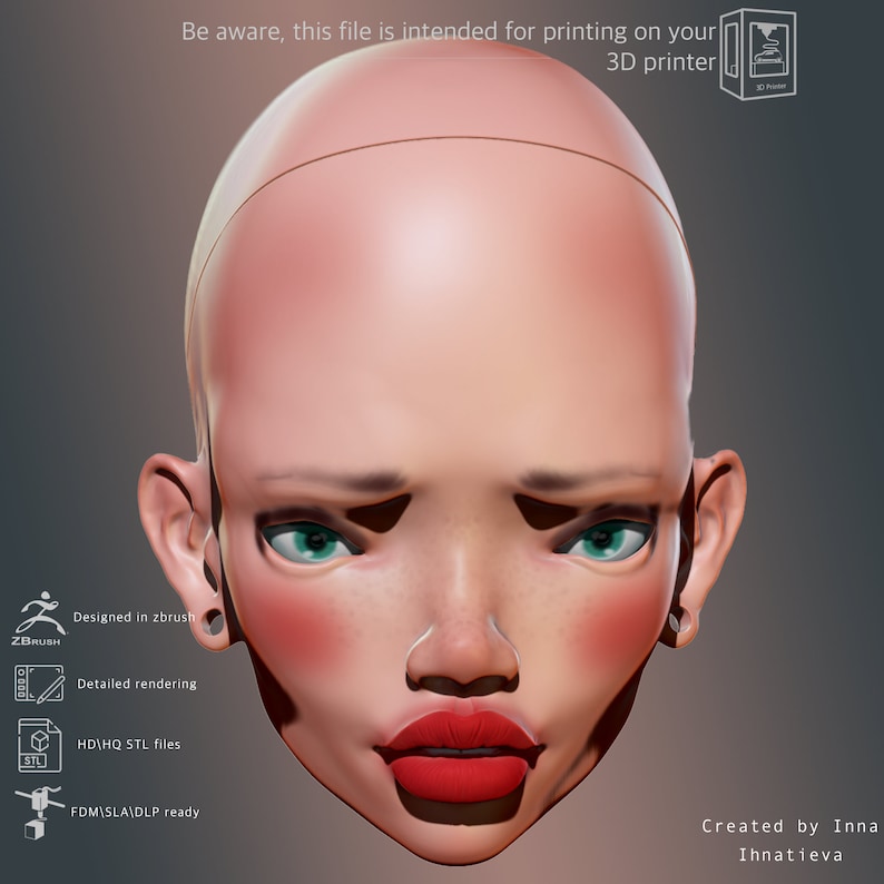 3d Model STL File Head BJD Doll With Cap for 3d Printing | Etsy