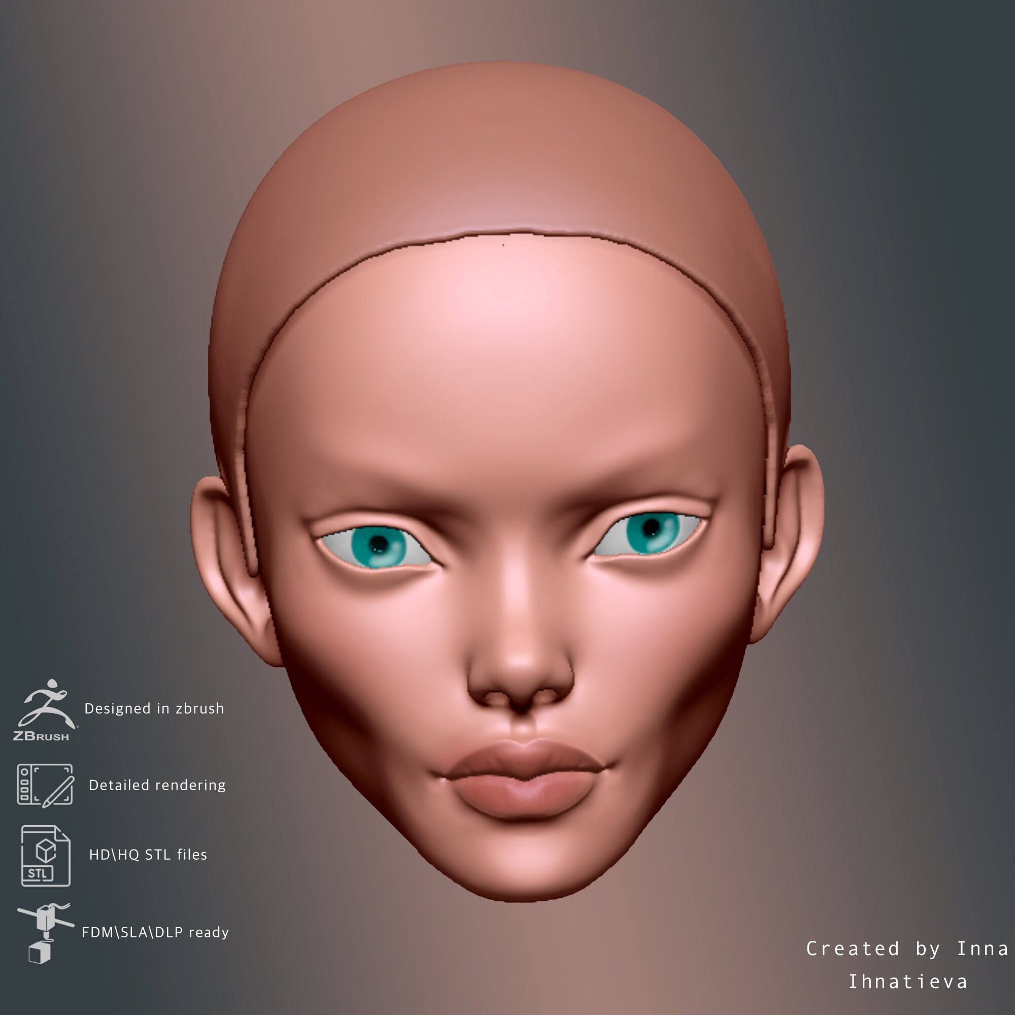 3D Model BJD Doll Head With Wig: STL File for 3D Printing - Etsy UK