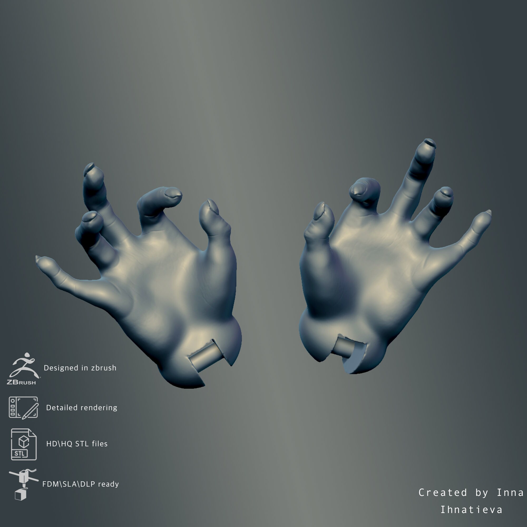 BJD Doll Hand 3D Model: Left & Right Wrists STL File - Etsy