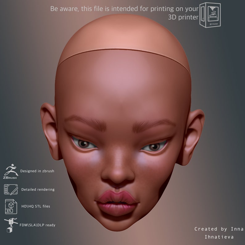 3d Model BJD Doll Head Wig Shell STL File for 3d Printing - Etsy