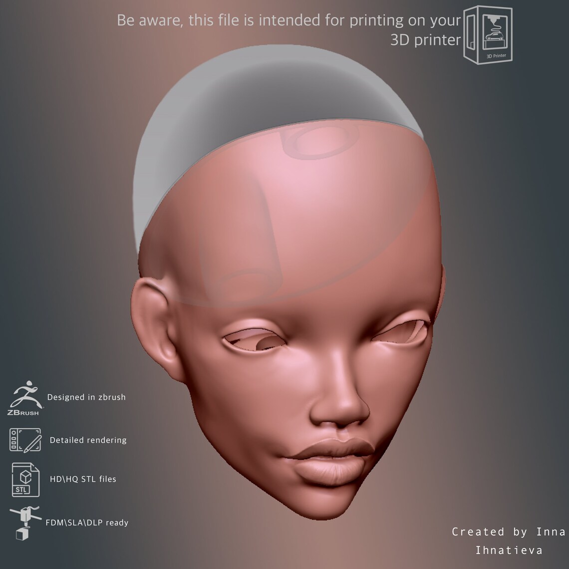 3d Model STL File BJD Doll Head With Cap for 3d Printing | Etsy