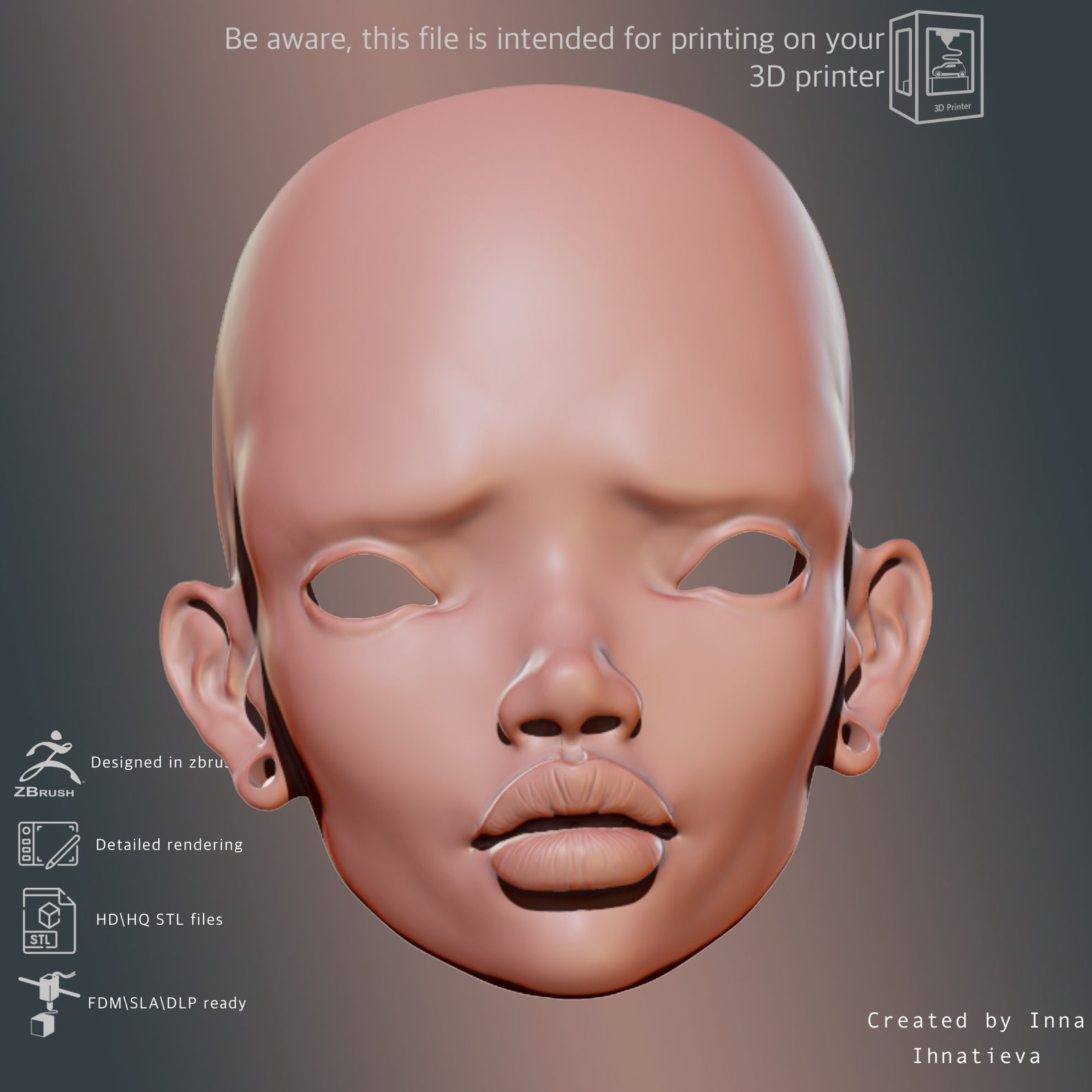 3d Model STL File Head BJD Doll With Cap for 3d Printing | Etsy