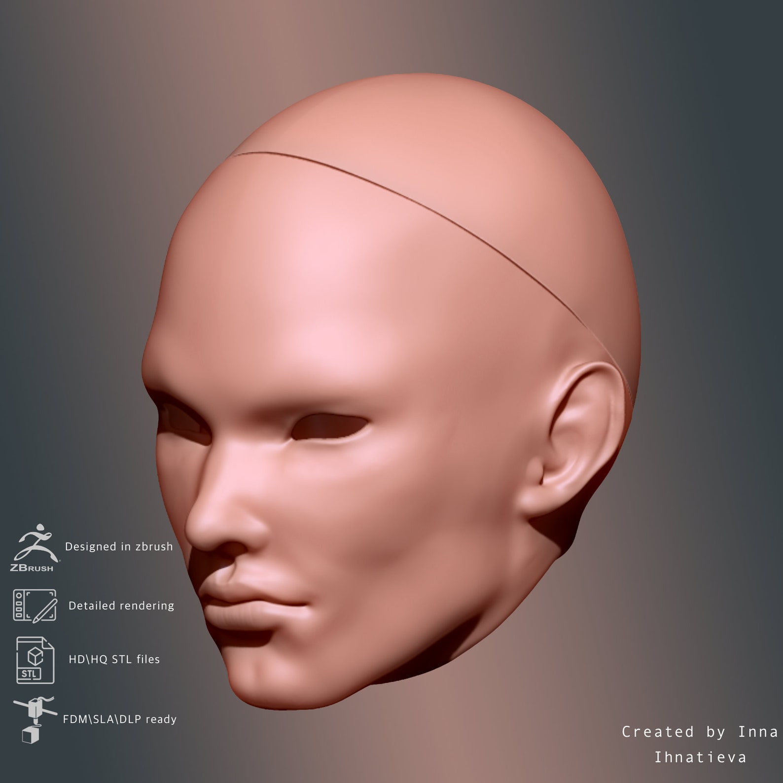 3d Model Male Head for Bjd Doll STL File for 3d Printing - Etsy