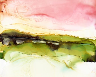 Summer Sunsets No. 2 6x6 ORIGINAL Alcohol Ink Landscape | Etsy