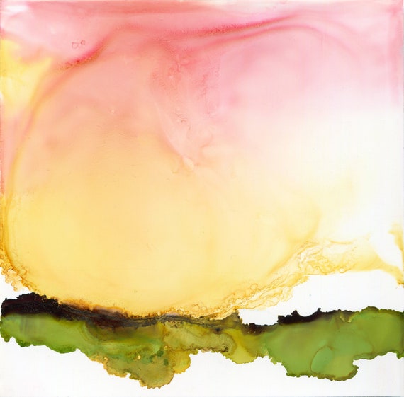 Summer Sunsets No. 2 6x6 ORIGINAL Alcohol Ink Landscape | Etsy