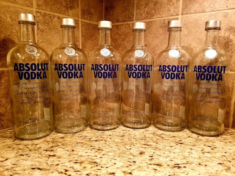 Set of 6- (750ML) Empty Absolut Vodka Bottles With Lids. - Etsy
