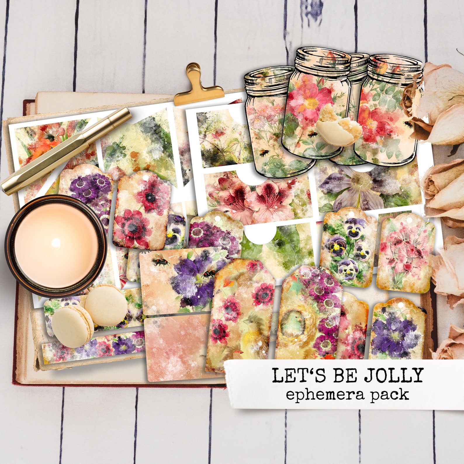 Ephemera for Junk Journals & Scrapbook Rose Flower Botanical | Etsy