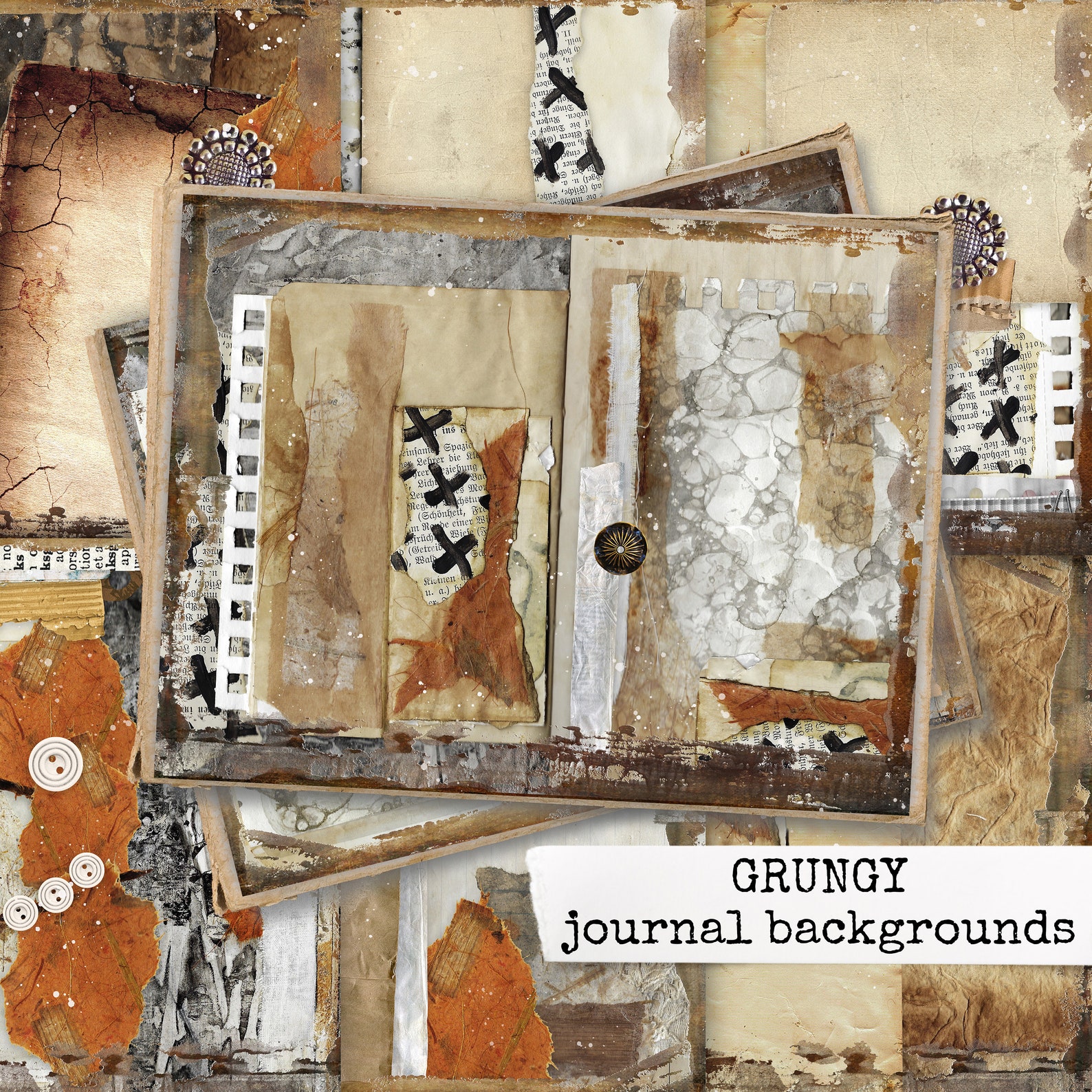 GRUNGY Backgrounds, Junk Journal Background Papers Instant Digital ...