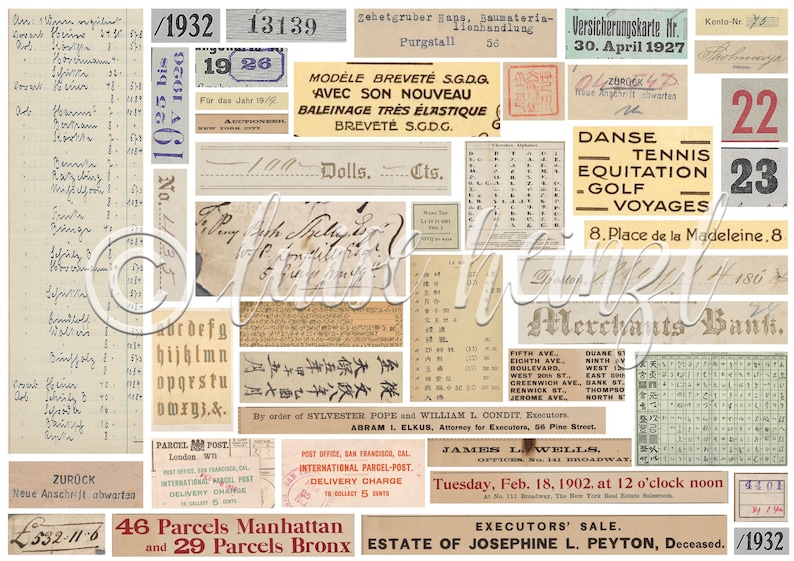 VINTAGE SNIPPETS Ephemera Pack, Creative Vintage Snippet Set With ...