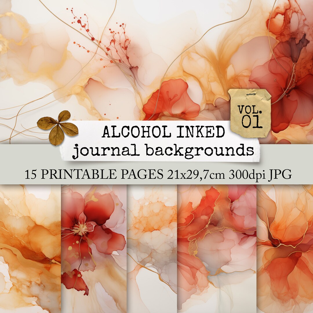 ALCOHOL INKED Junk Journal Backgrounds, Vibrant Pages With Alcohol Ink ...