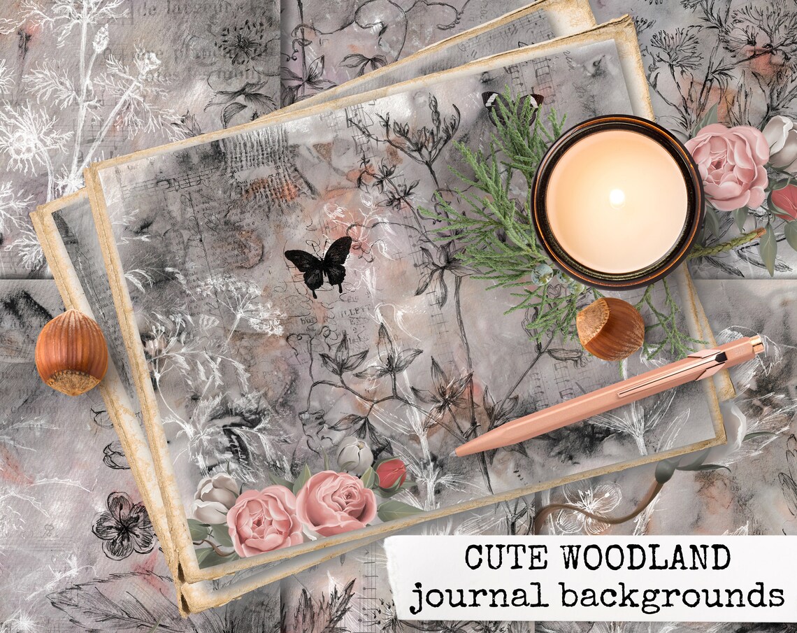 Junk Journal Background Pages Cute Woodland Woodland - Etsy