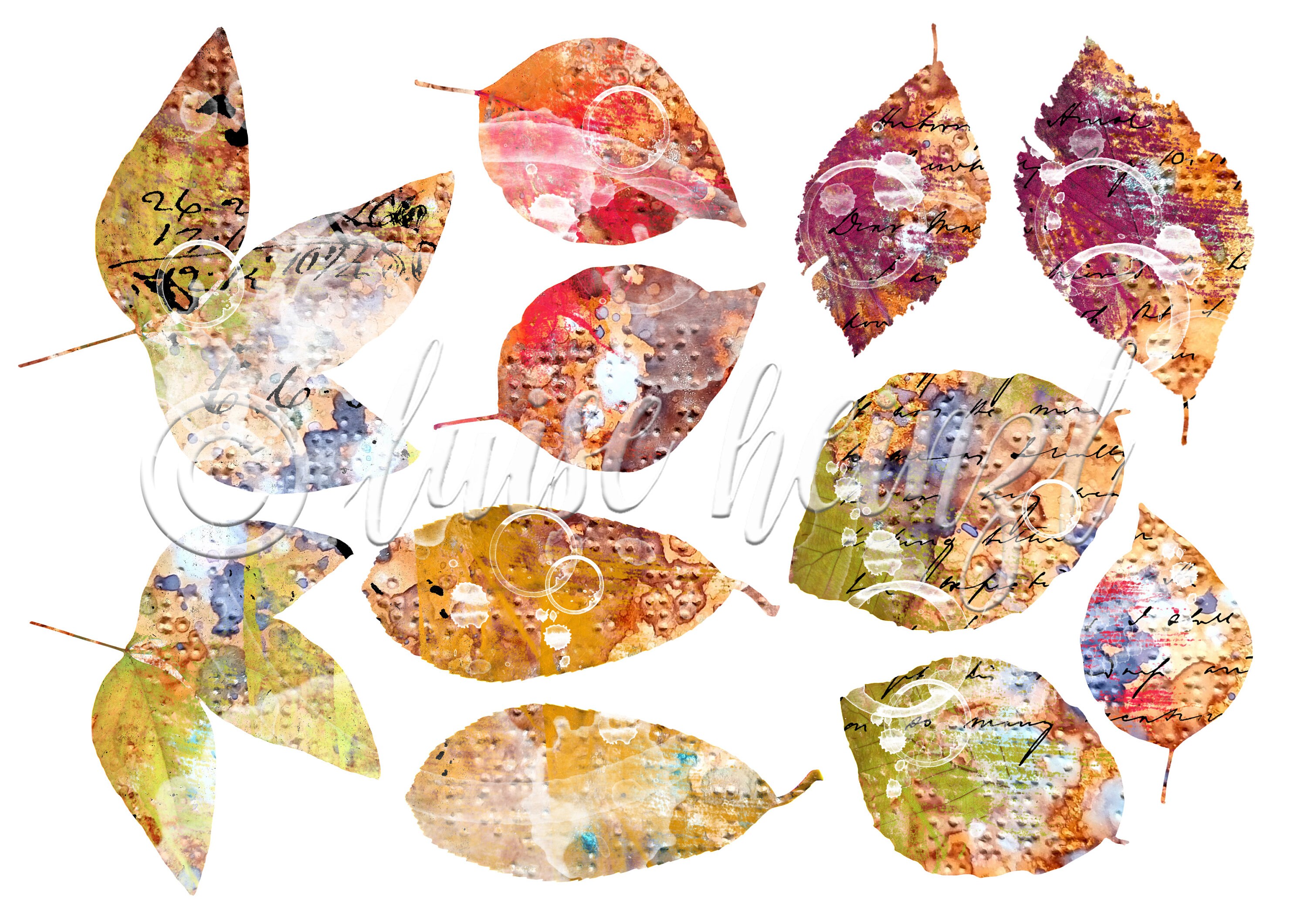 GELLI BRAILLE LEAVES Fussy Cutting Images, Autumn Ephemera for Junk ...