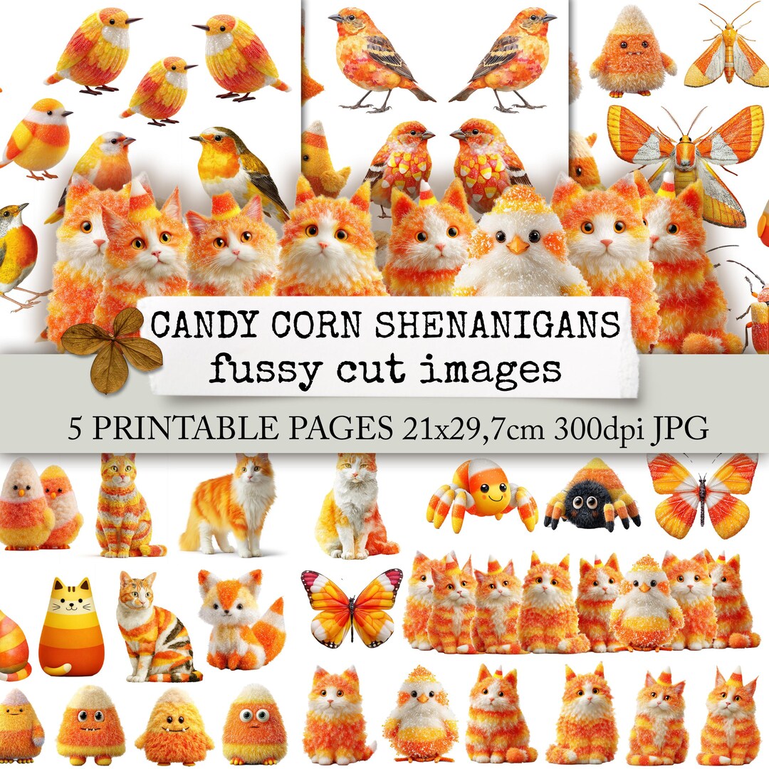 CANDY CORN SHENANIGANS Fussy Cut Ephemera Pack, Sweet Candy Corn ...